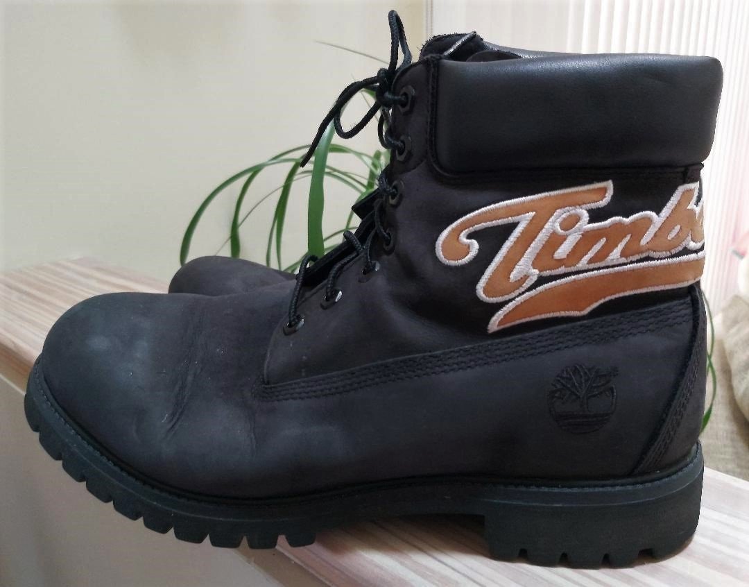TIMBERLAND MENS 52099 Heel Stitched Emblem Leather Boots 8" Black ...