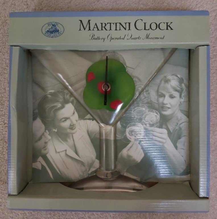 Boston Warehouse Lucite Battery Operated Martini Wall Clock ...