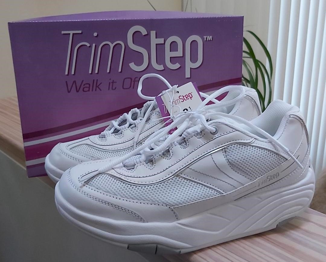 Trim Step Walk It Off Womens Rylin White Walking Toning Sneakers Shoes ...