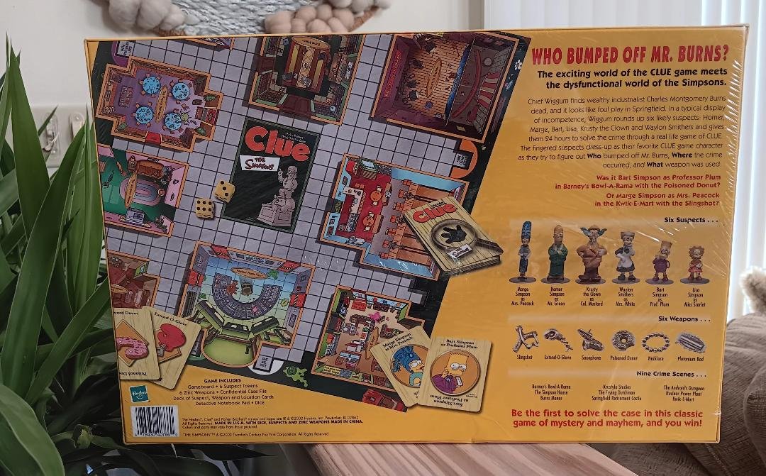 THE SIMPSONS Clue Board Game 2nd Edition 2002 Parker Bros - NEW SEALED!