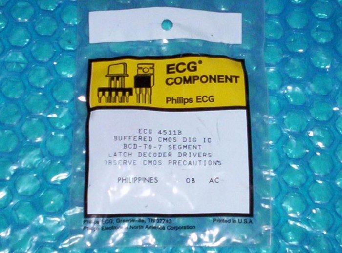ECG Component Latch decoder drivers ECG 4511B stk#(704)