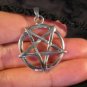 Large 925 sterling silver wicca inverted pentagram pendant necklace ...