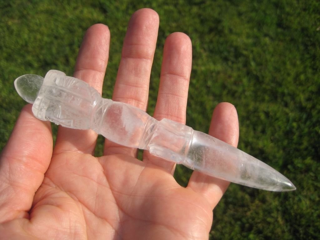 Natural Rainbow Quartz Crystal stone dagger Phurba Phurpa Carving Nepal ...