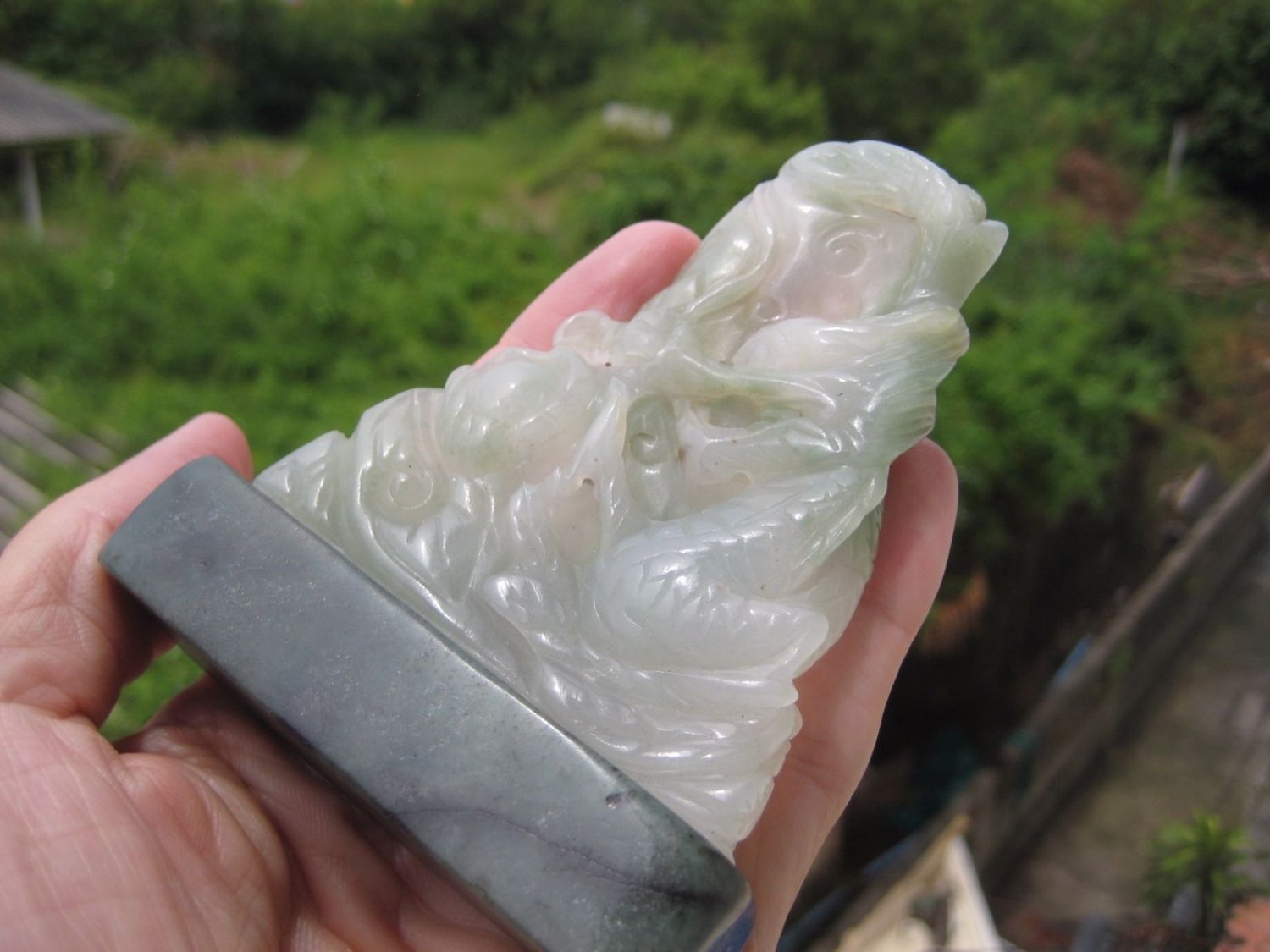 Jadeite Jade Dragon Statue Carving Myanmar Hand Made