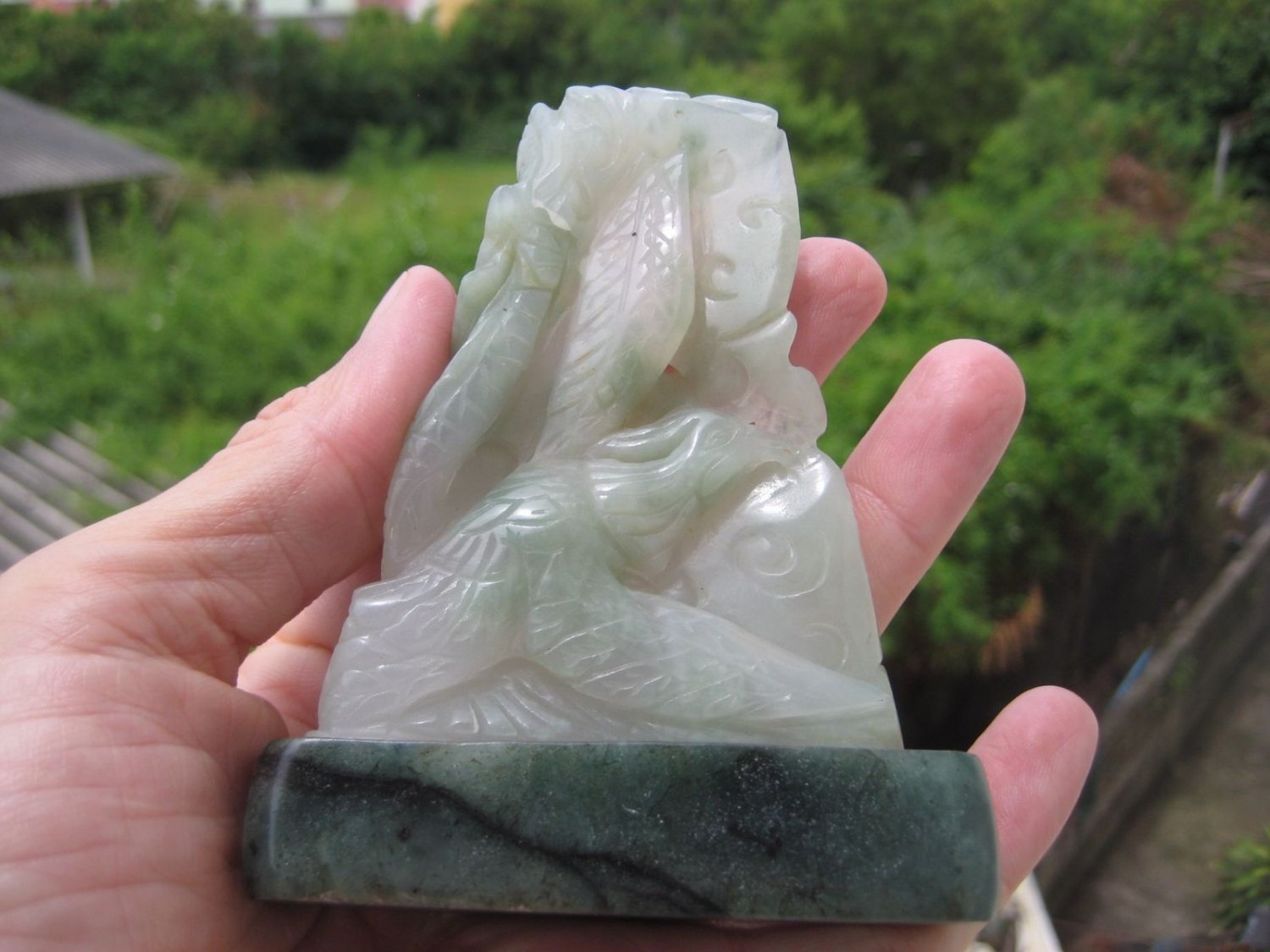 Jadeite Jade Dragon Statue Carving Myanmar Hand Made
