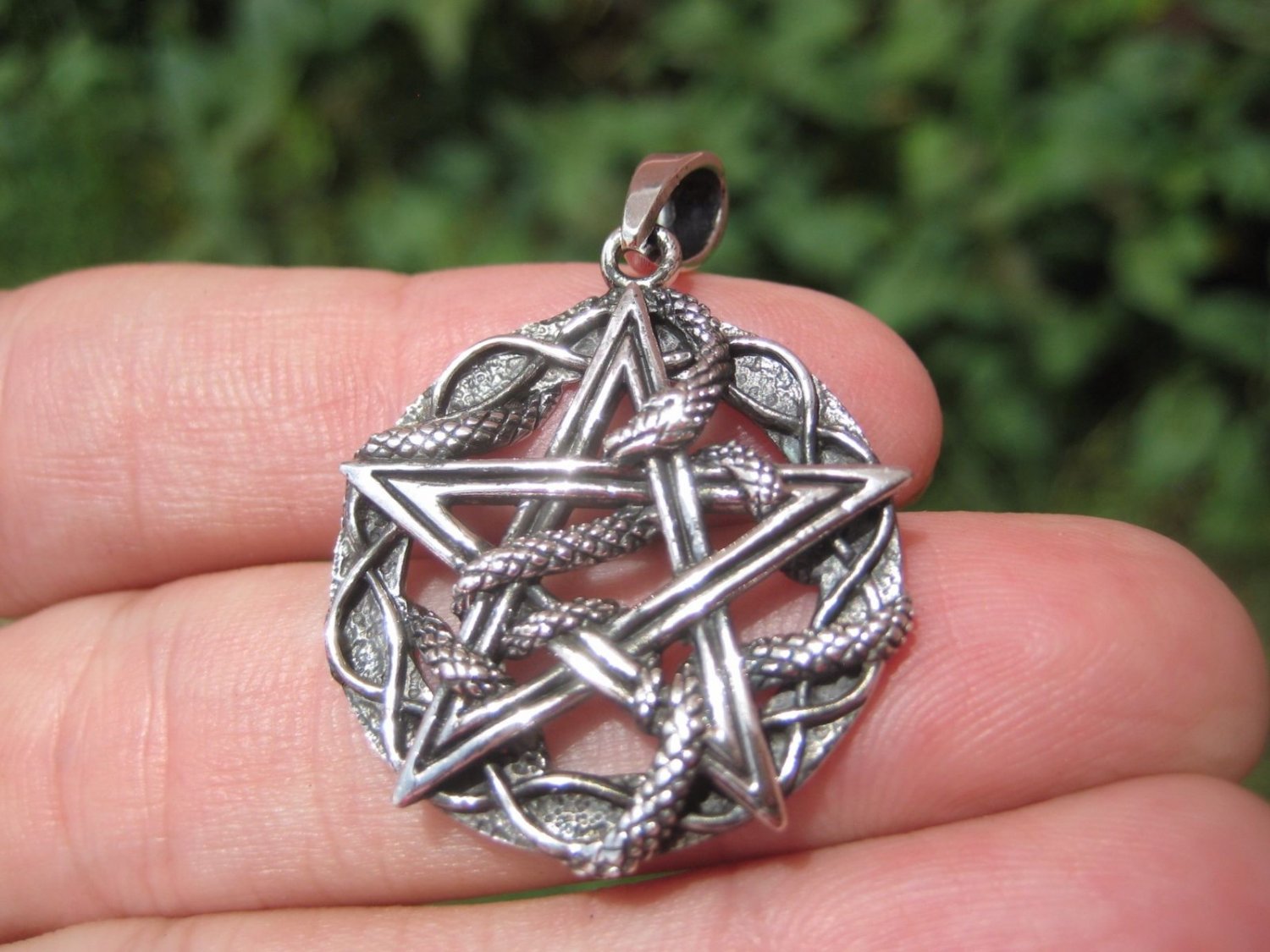 925 Silver Snake Pentagram Pendant Pentacle necklace jewelry Art A22
