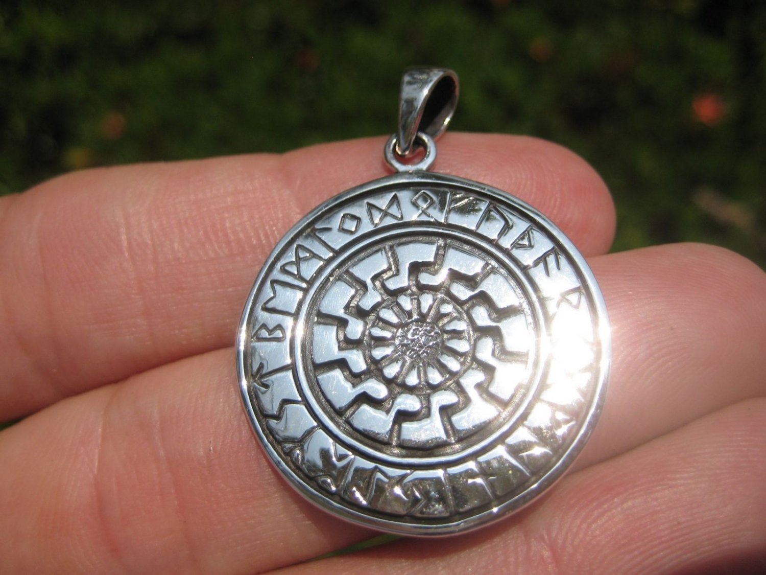925 Sterling Silver Black Sun Wheel Viking Norse Sonnenrad Germanic ...