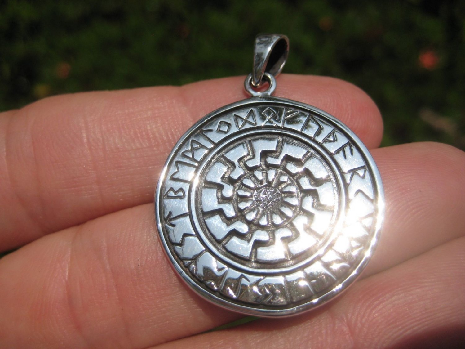 925 Sterling Silver Black Sun Wheel Viking Norse Sonnenrad Germanic ...