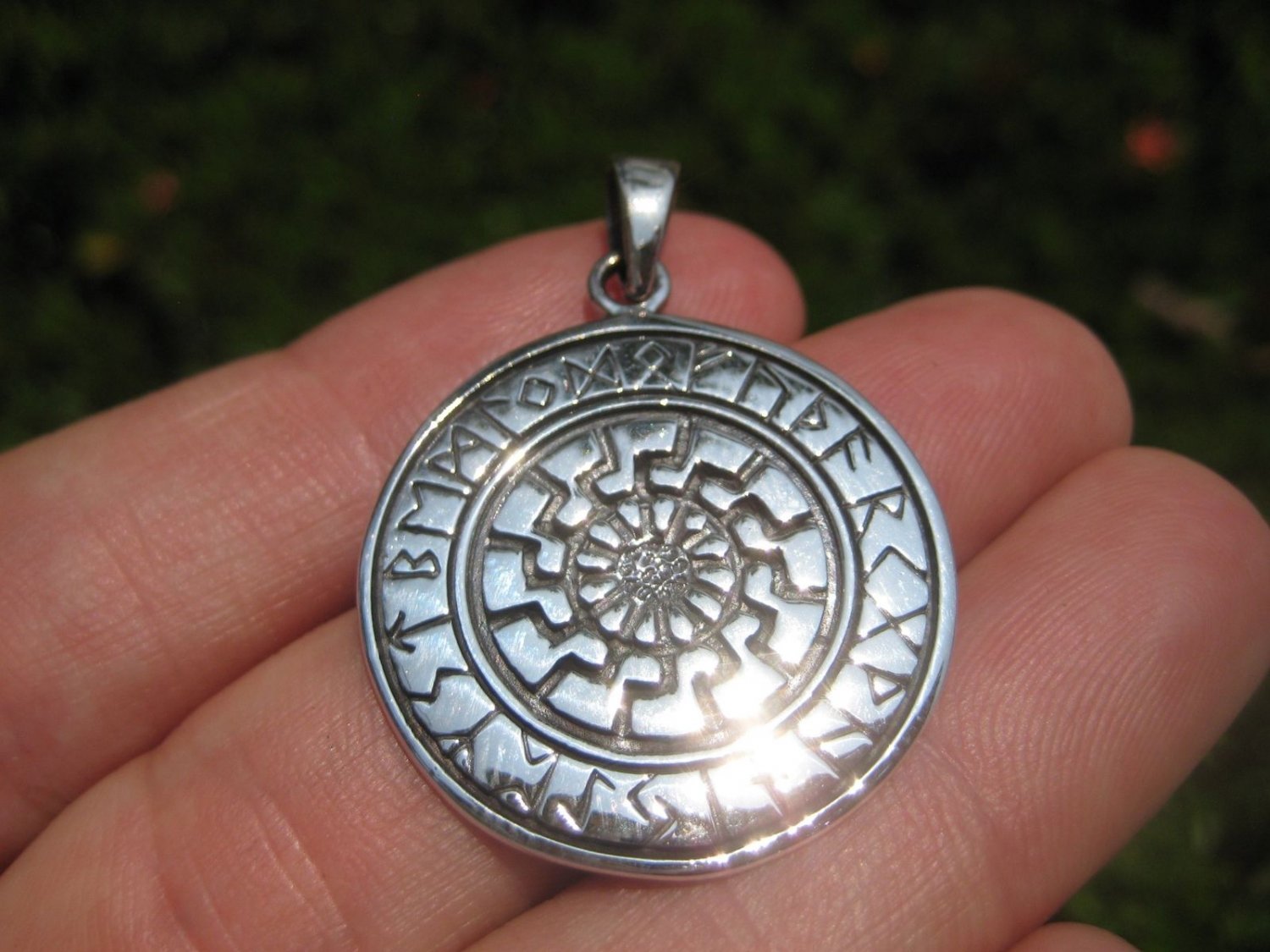 925 Sterling Silver Black Sun Wheel Viking Norse Sonnenrad Germanic ...