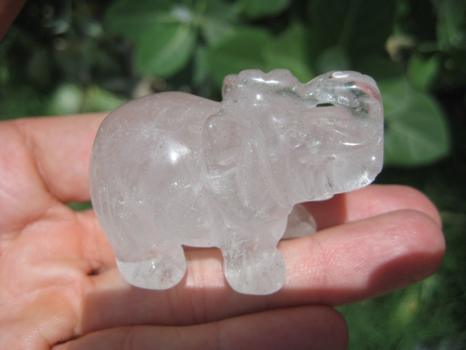 Natural Rose Quartz Elephant Carving Statue Thailand Stone Mineral Art ...