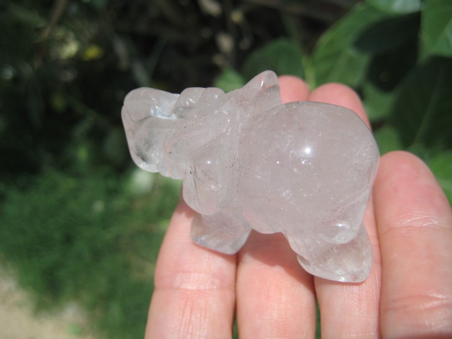 Natural Rose Quartz Elephant Carving Statue Thailand Stone Mineral Art ...