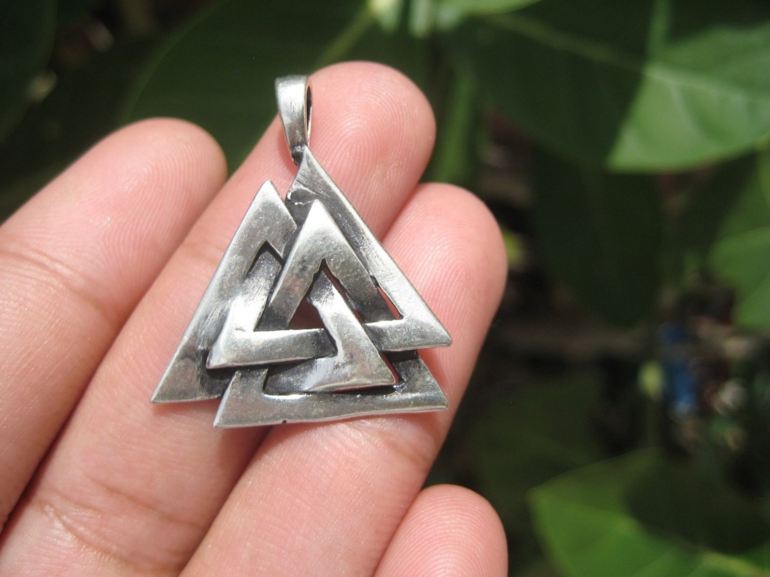 925 Silver Viking Norse Valknut Triquetra Pendant Necklace A9
