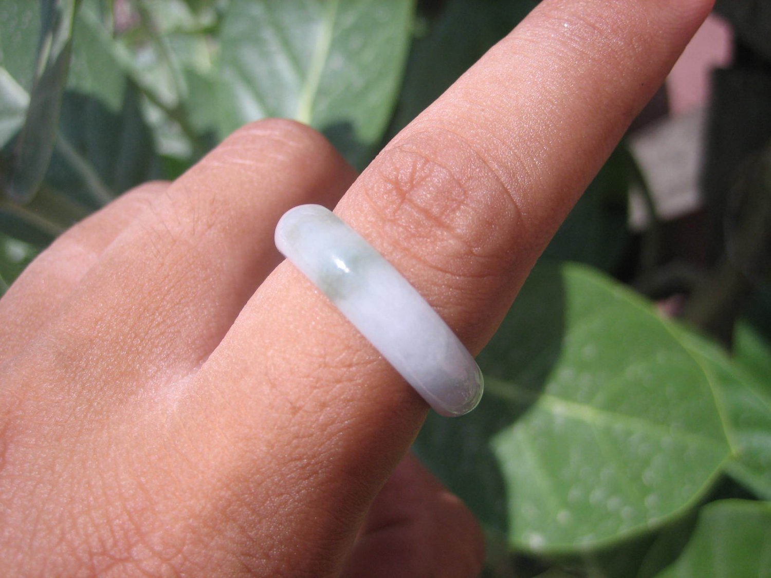 Natural Jadeite Jade ring Thailand jewelry stone mineral size 9 US E5913