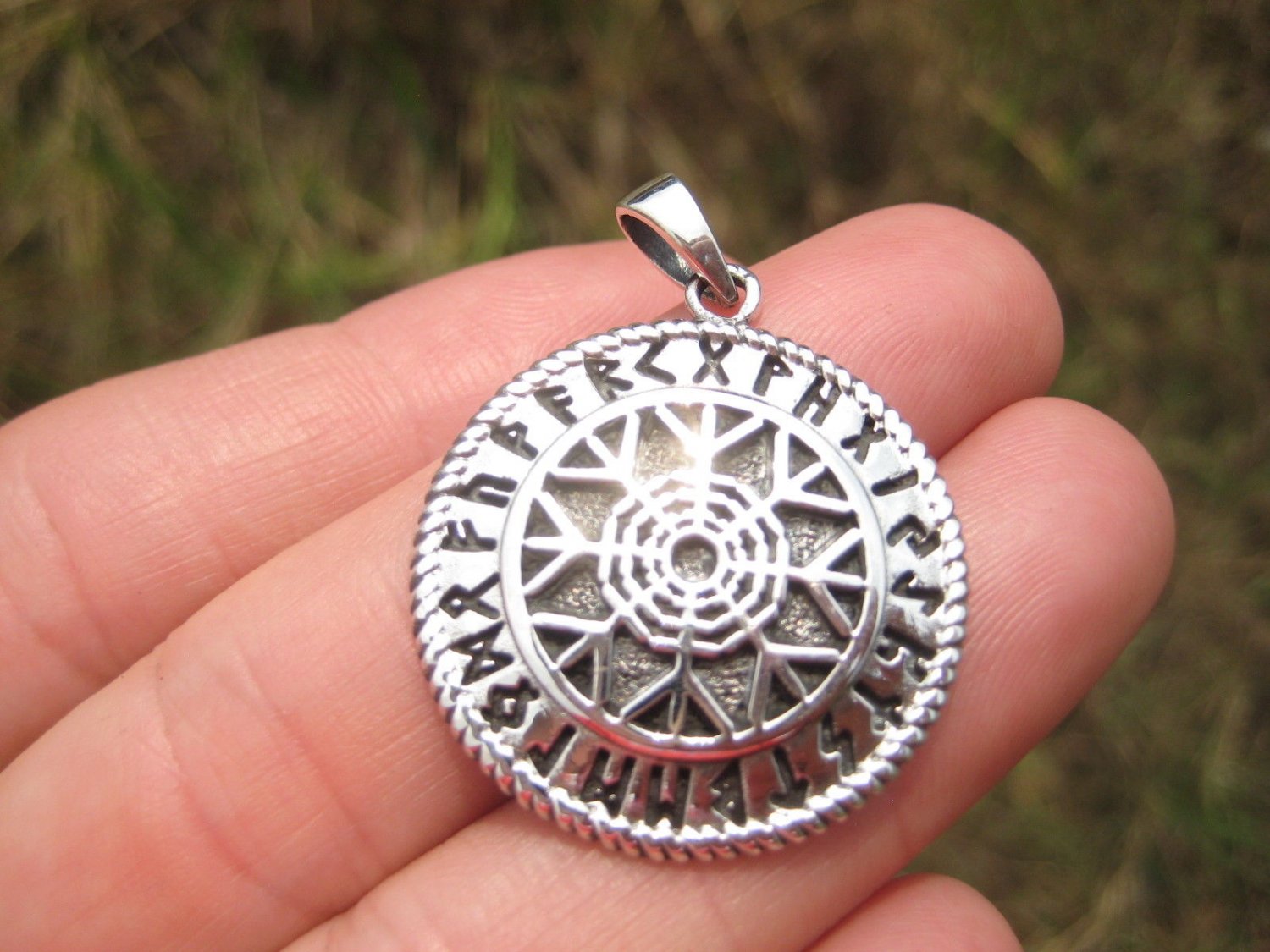 925 Sterling Silver Black Sun Wheel Viking Norse Germanic symbol ...