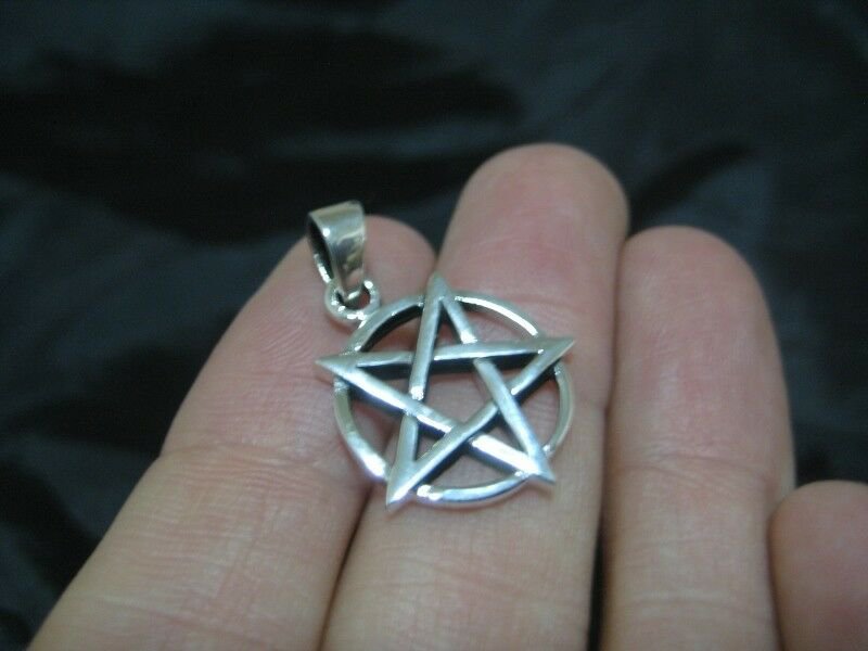 925 sterling silver wicca inverted pentagram pendant necklace jewelry ...