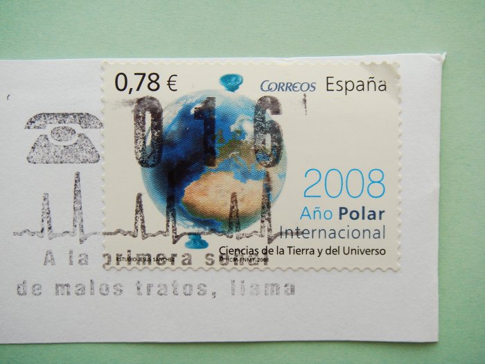 Partial Envelope with a Spanish Postage Stamp and Ink Postmark on it