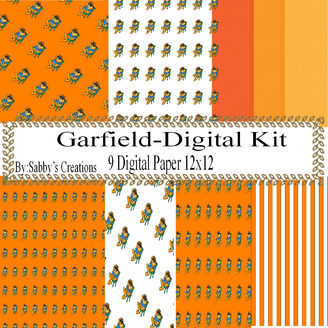 GarField Digital Kit-Digtial Paper-Art Clip-Gift Tag-Jewelry-T shirt