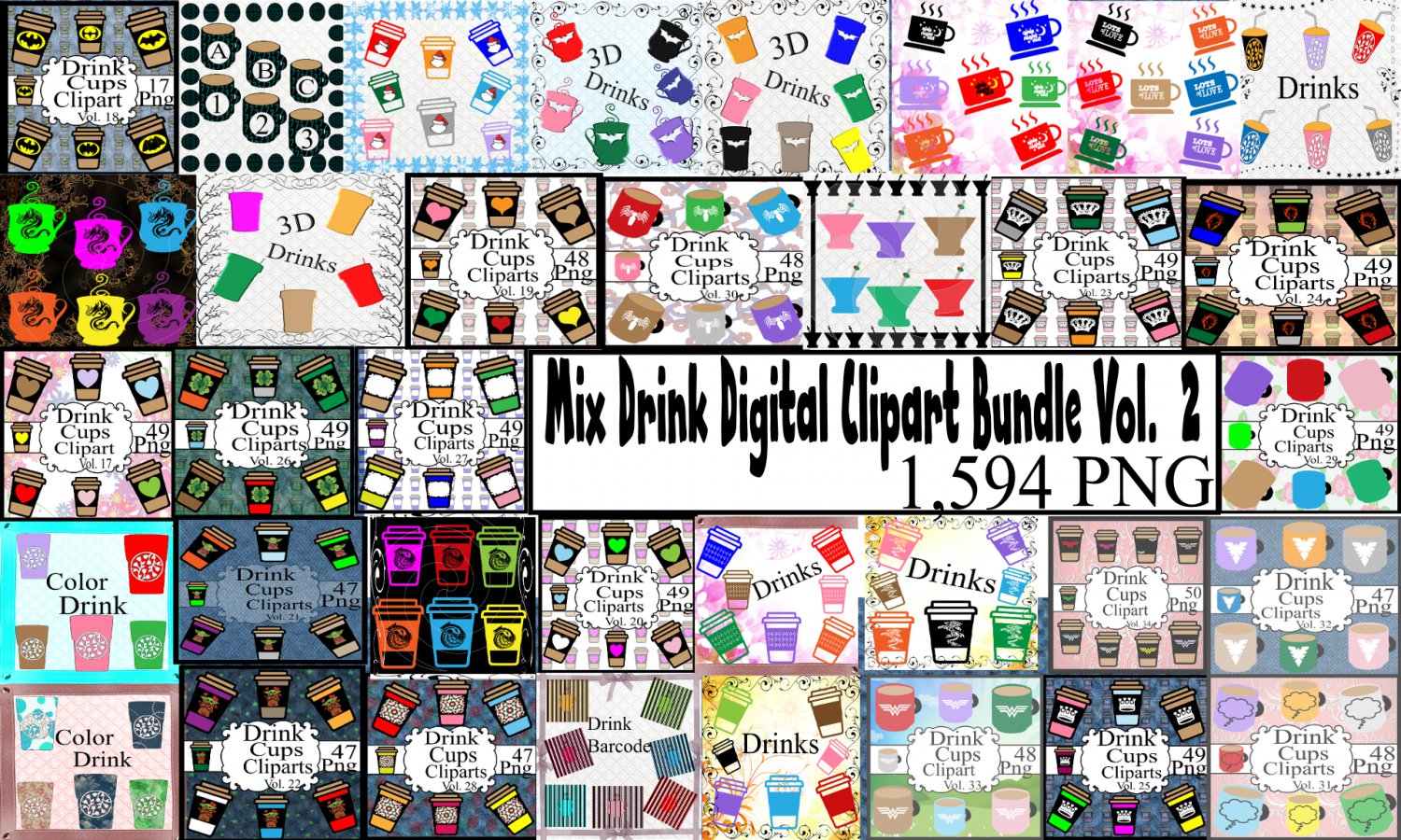 Mix Drink Digital Clipart Bundle Vol. 2
