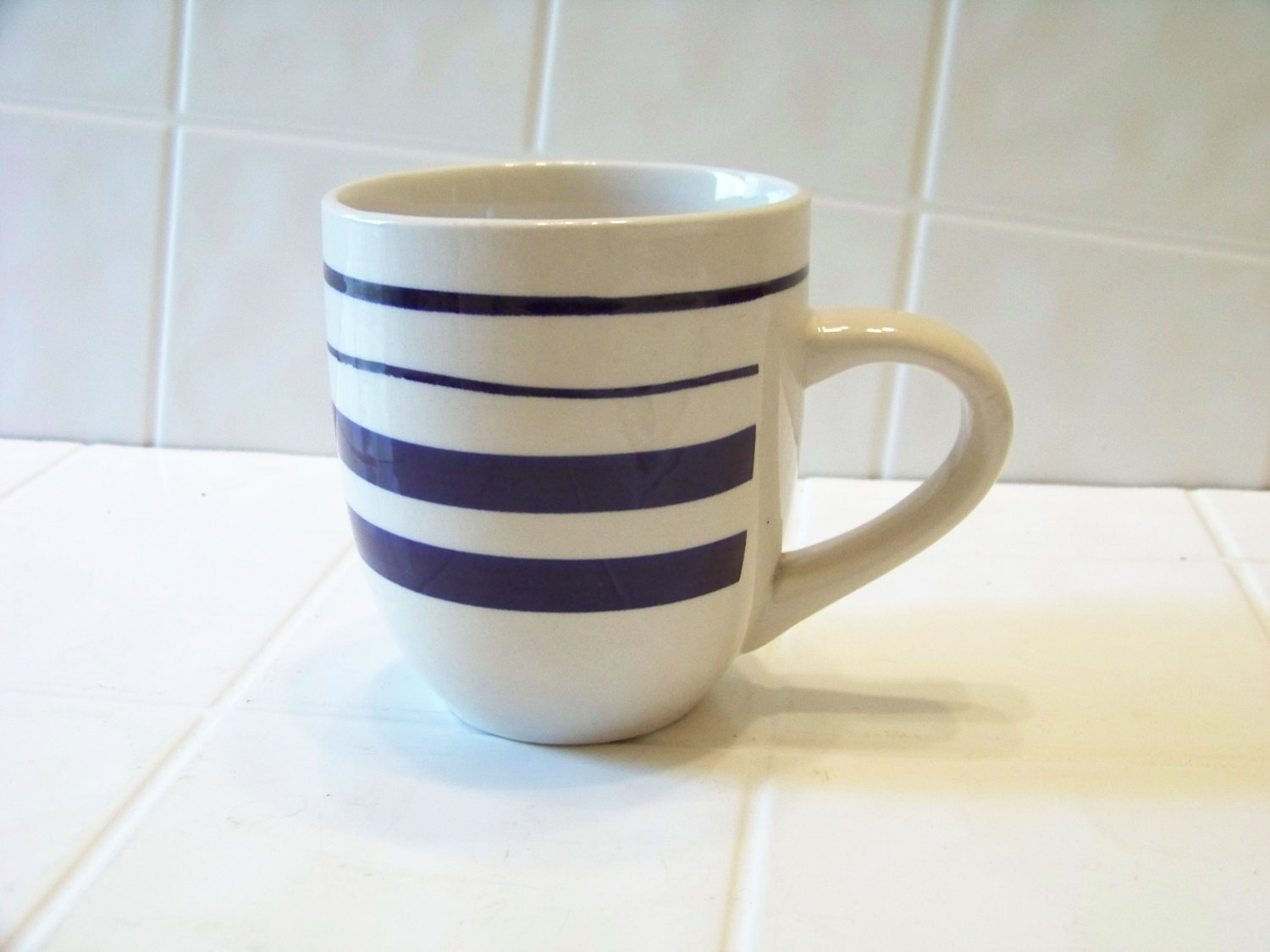 Royal Norfolk dark blue striped coffee cup mug