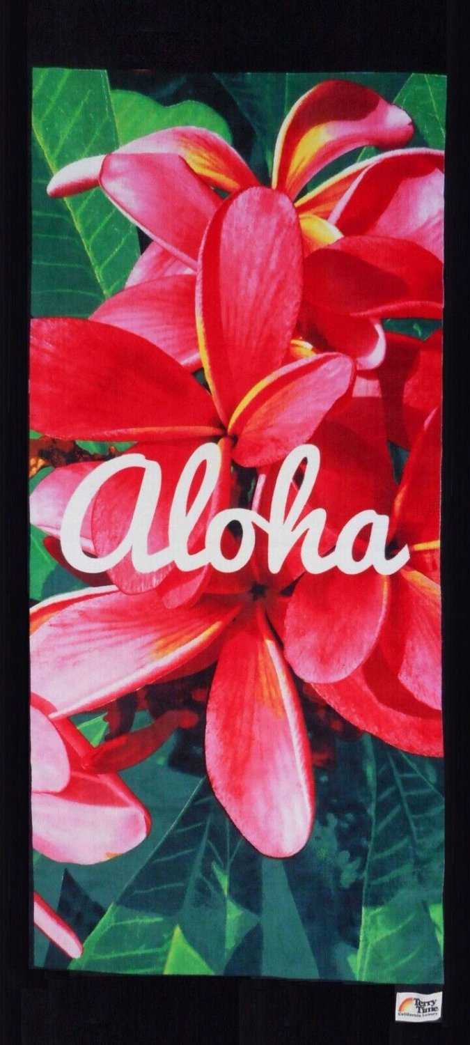 Hawaii Aloha Beach Towel measures 30 x 70 inches