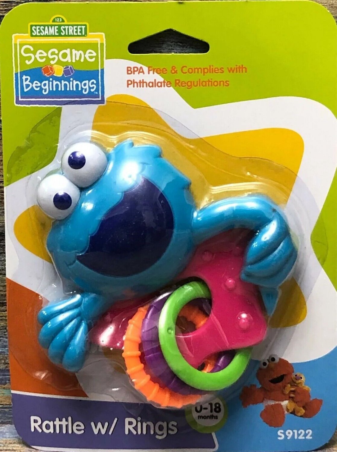 Sesame street Cookie Monster Baby Rattle With Rings