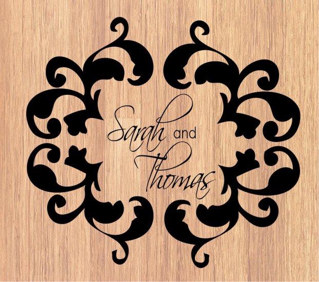 Personalized Wedding Damask Frame Monogram Dance Floor Decal