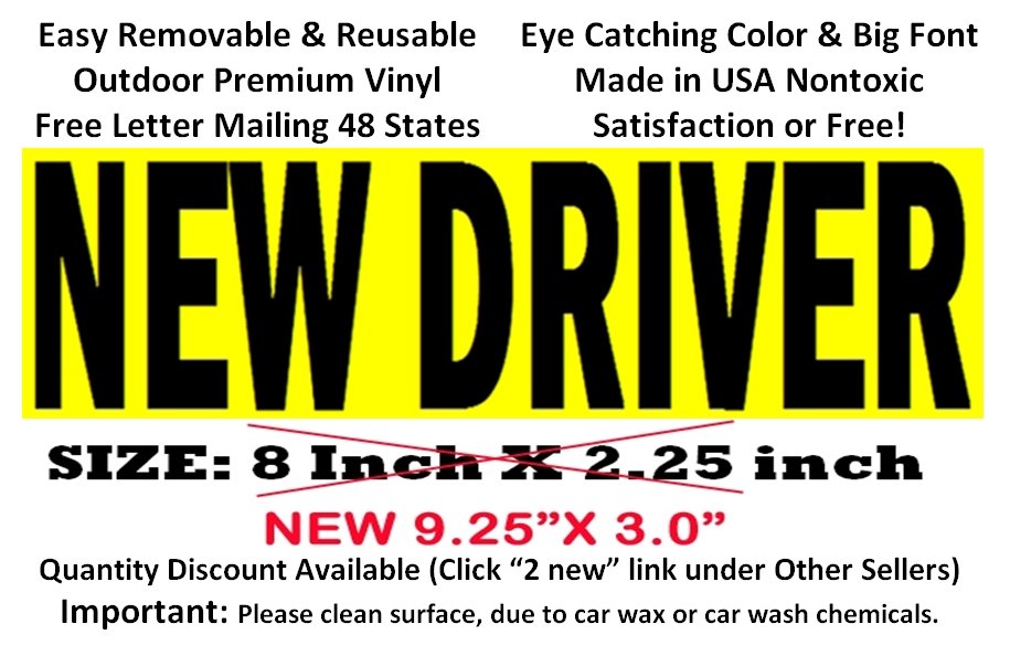 NEW DRIVER bumper sticker for student driver with removable glue
