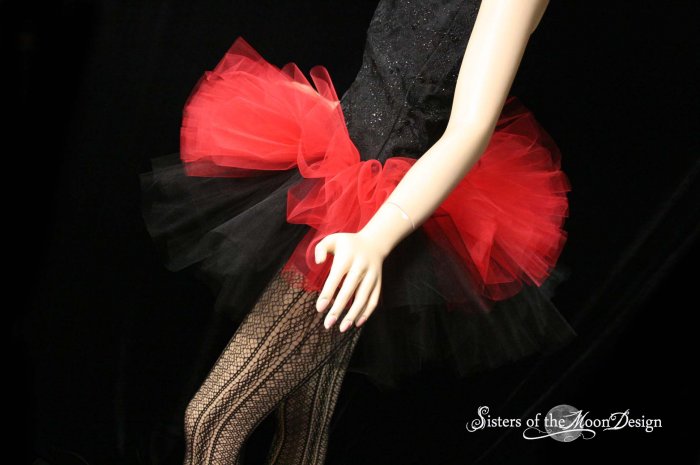 Layered two tone gothic adult dance tutu Black and red XSmall