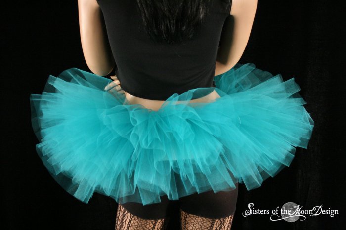 Mini teal Peek a boo mini tutu skirt Adult Large