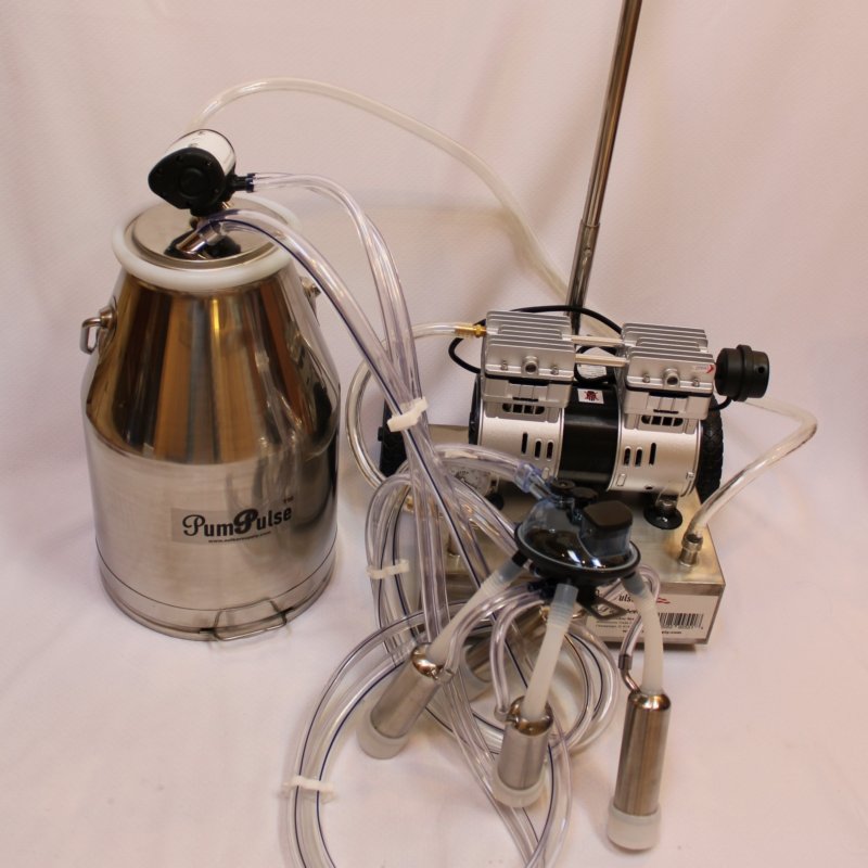 Portable Cow Bucket Milker SS Mobile Base OILLESS Vacuum Pump Claw ...