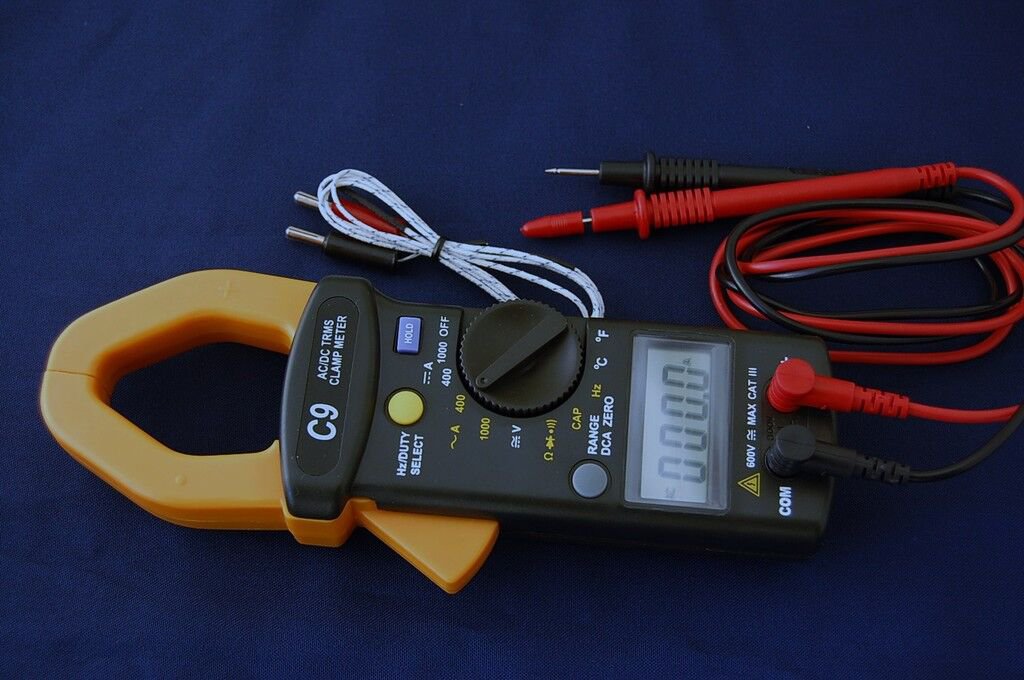 TRMS AC DC Clamp Meter Ammeter Digital Multimeter+Capacitor Tester HVAC ...