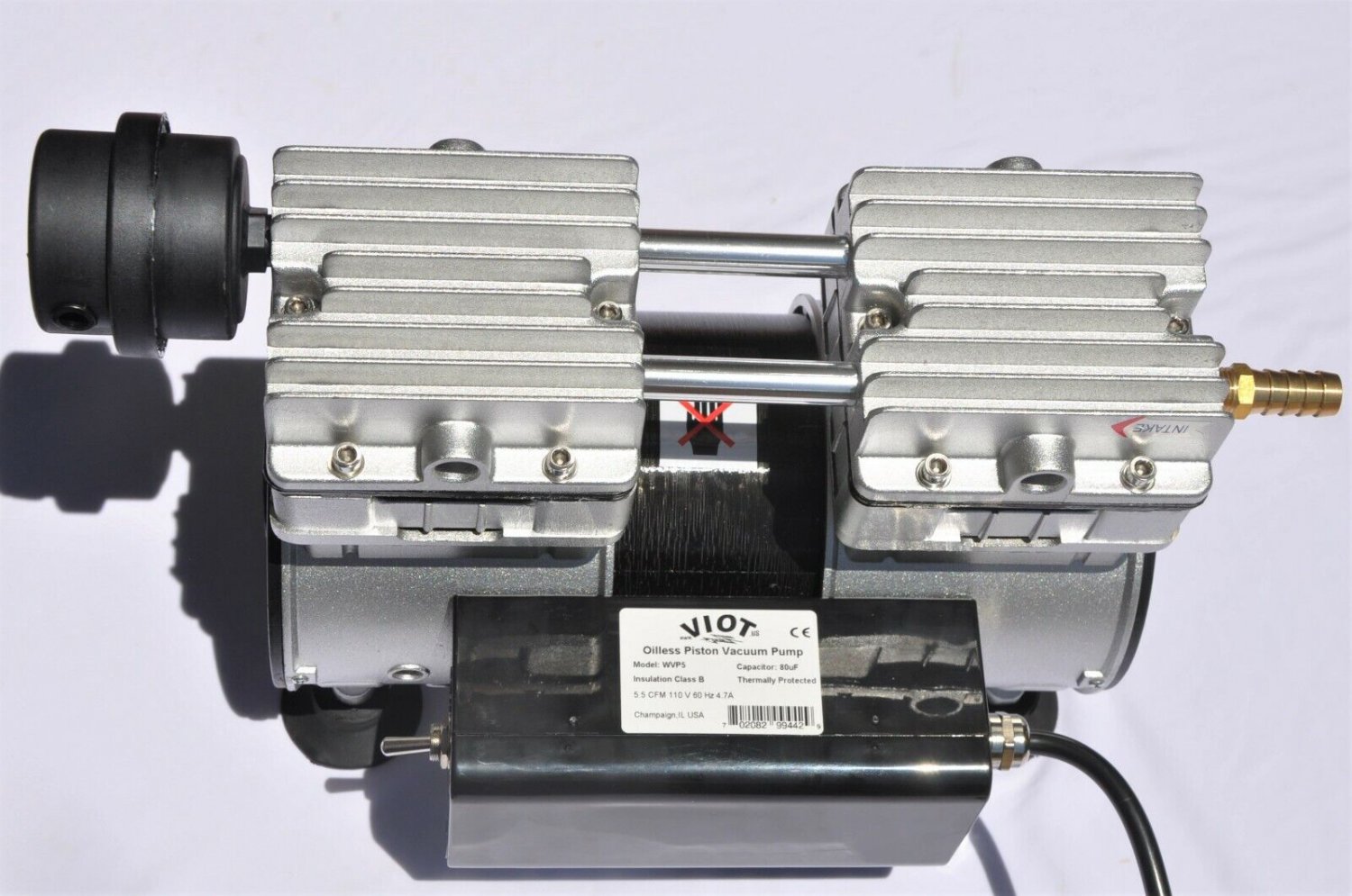 Twin Piston Oil-less Vacuum Pump 5.5CFM Workshop CNC Table Medic Sci ...