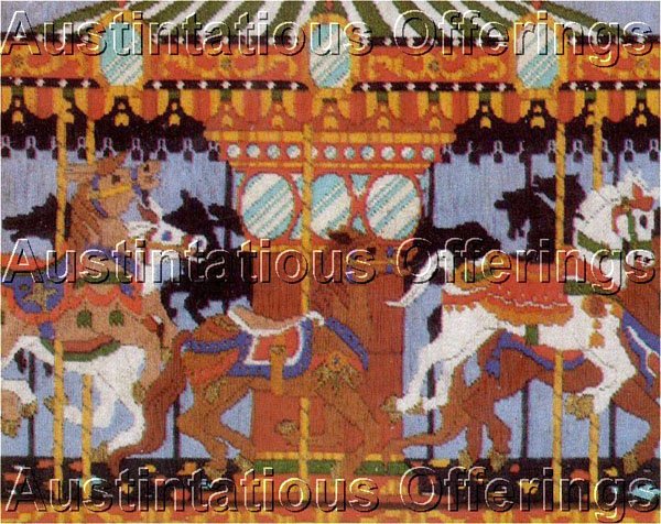 Rare Merry Go Round Longstitch Needlepoint Kit Carousel Horses