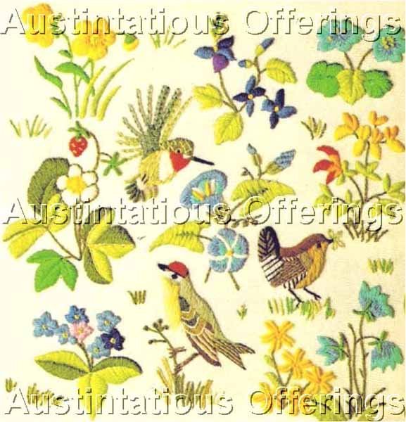 Rare Erica Wilson Birds & Wildflowers Crewel Embroidery Kit