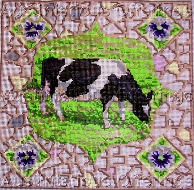 RARE EHRMAN PANSY COW NEEDLEPOINT KIT KAFFE FASSETT