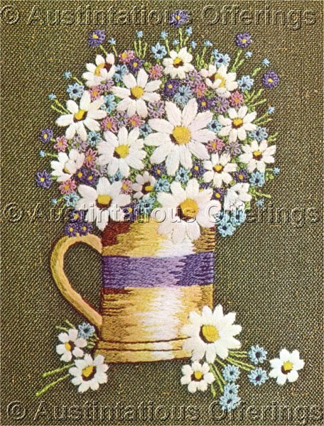 Classic Daisy Pitcher Crewel Embroidery Kit