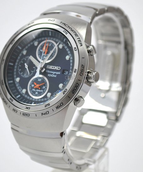 Seiko Sports Navy Blue Dial Chrono WR100m Watch SNAA83