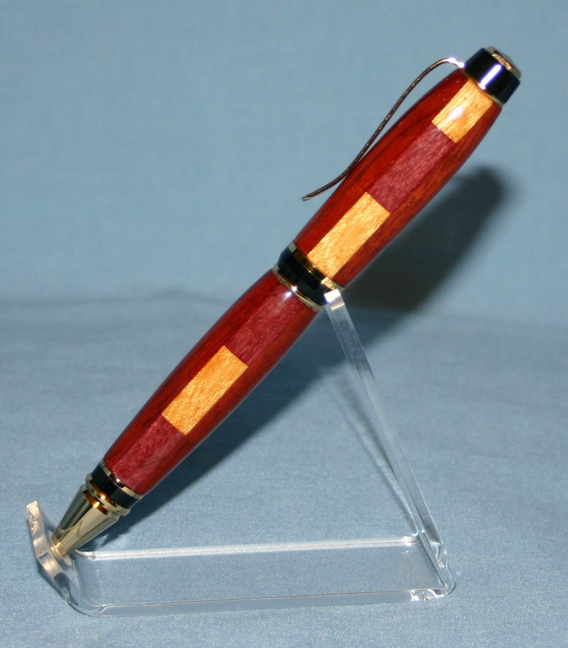 Segmented Wood Cigar Pen - Padauk, Yellowheart & Purpleheart