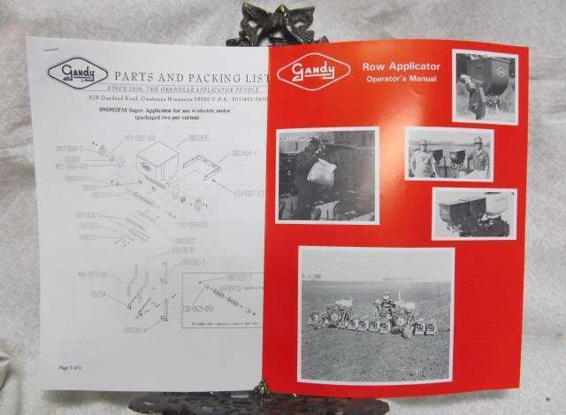 Gandy Row Applicator Parts List, Manual & Rate Chart Booklet