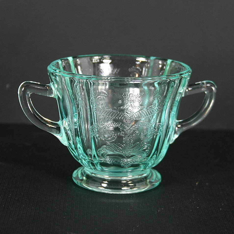 Indiana Glass Recollection Madrid Green (Teal) Footed Open Sugar Bowl