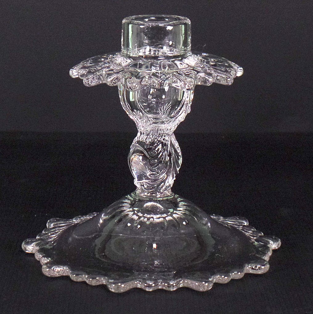 Cambridge Rose Point Clear Hurricane Candlestick Martha Base