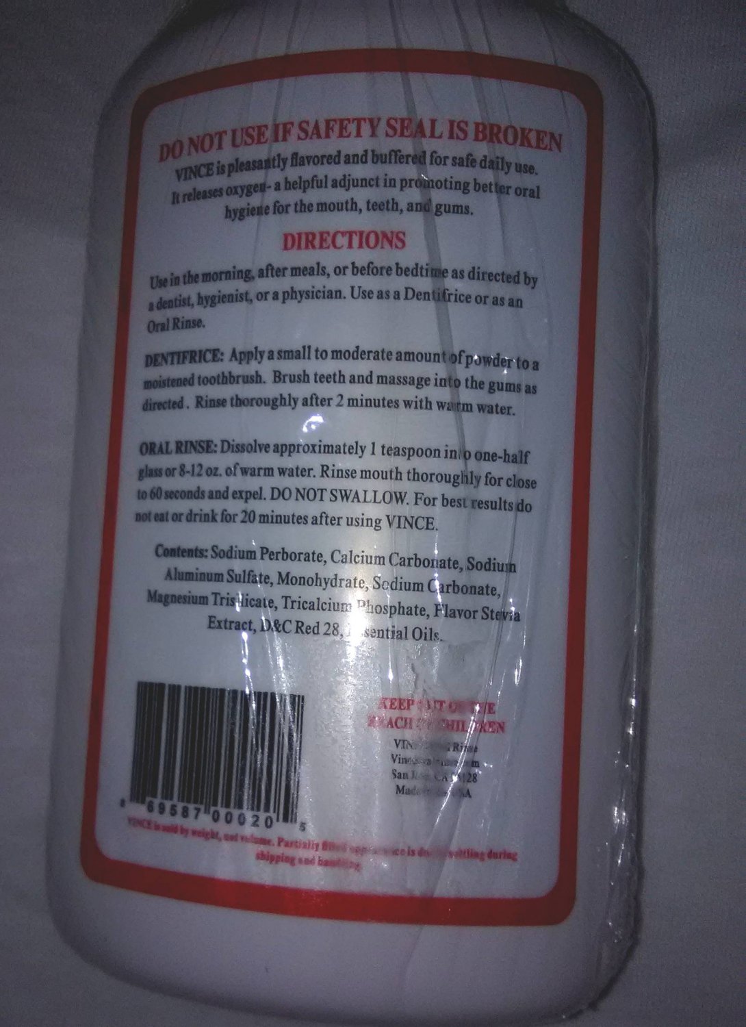 VINCE GUM & MOUTH CARE ORAL RINSE & DENTIFRICE NEW SEALED ORIGINAL ...