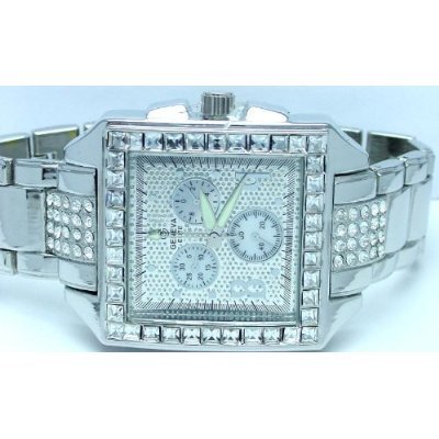 G-Elite Iced Out Bling Hip Hop Men's Square Watch with Bagets Stones on ...