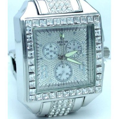G-Elite Iced Out Bling Hip Hop Men's Square Watch with Bagets Stones on ...