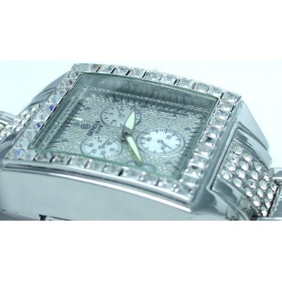 G-Elite Iced Out Bling Hip Hop Men's Square Watch with Bagets Stones on ...