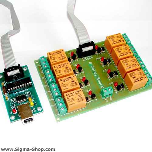 USB Eight Channel Relay Board - RS232 Serial controlled, PCB