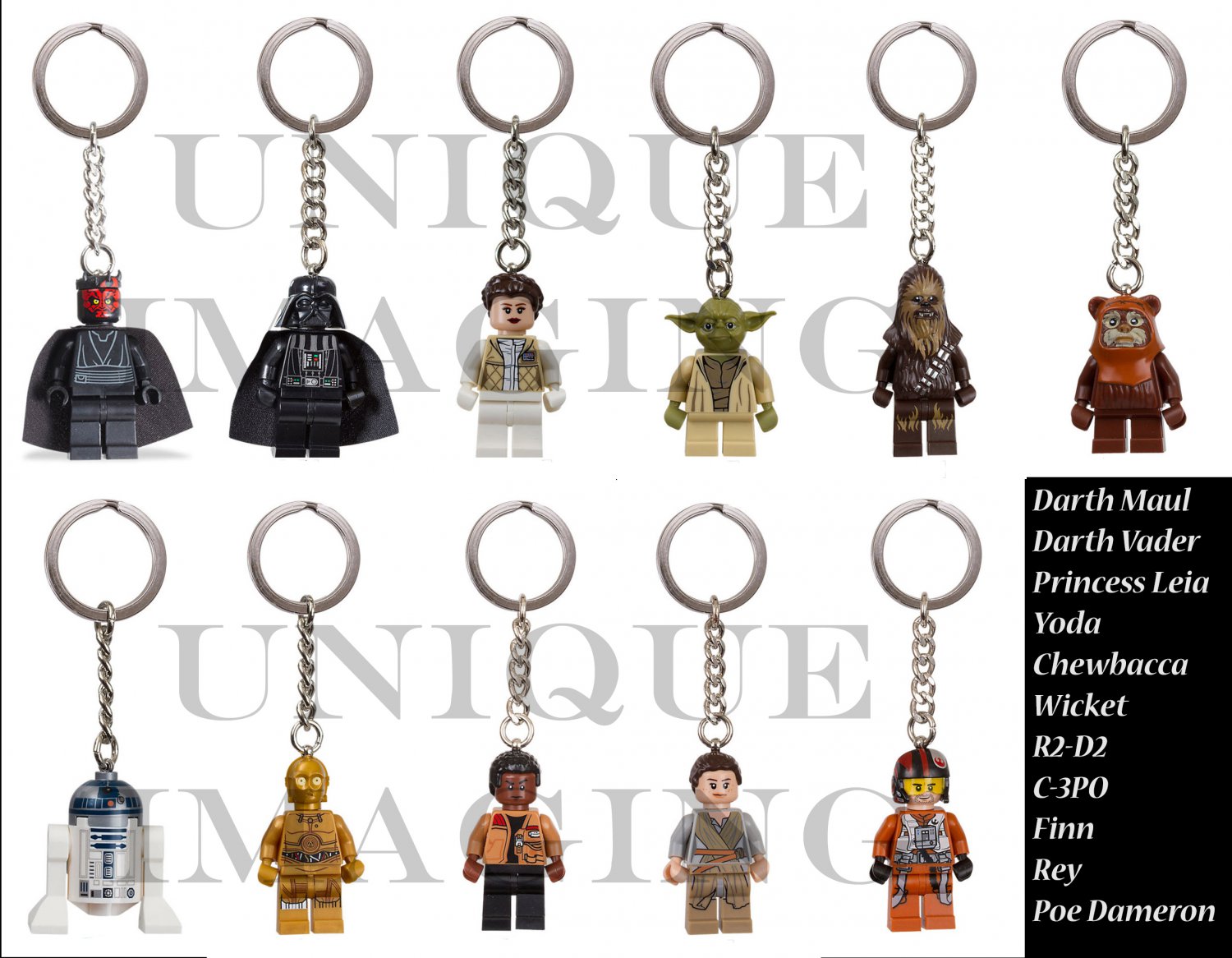 LEGO Star Wars Keychains Eleven (11) Darth Vader, Princess Leia Yoda ...