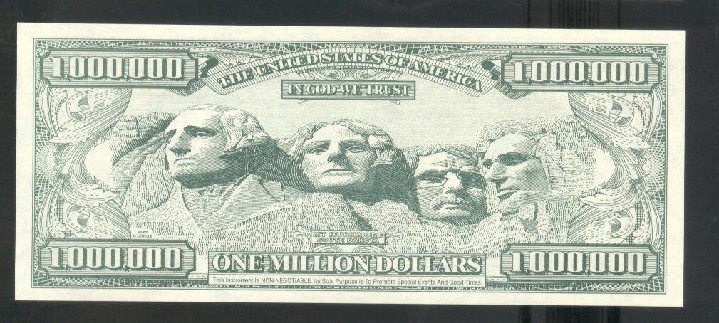 1 MILLION dollars = Novelty note = Series 2001