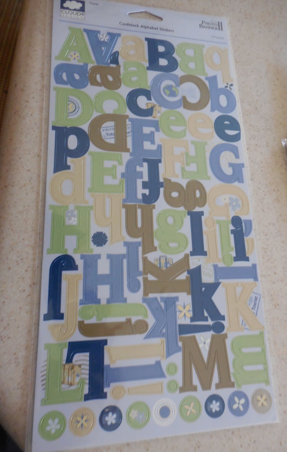 Fiskars - Cloud 9 Design Cardstock Alphabet Stickers - Travel