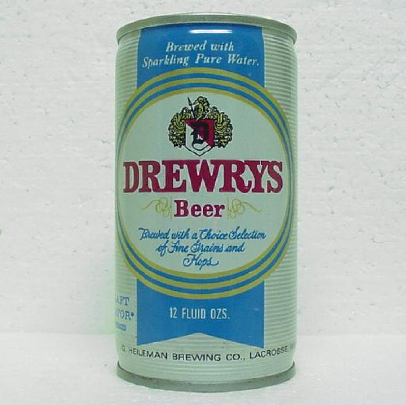DREWRYS BEER Can - G. Heileman Brewing Co. - 4 Cities - Draft Flavor